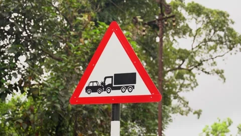 lorry and car accident sign board. | Stock Video | Pond5