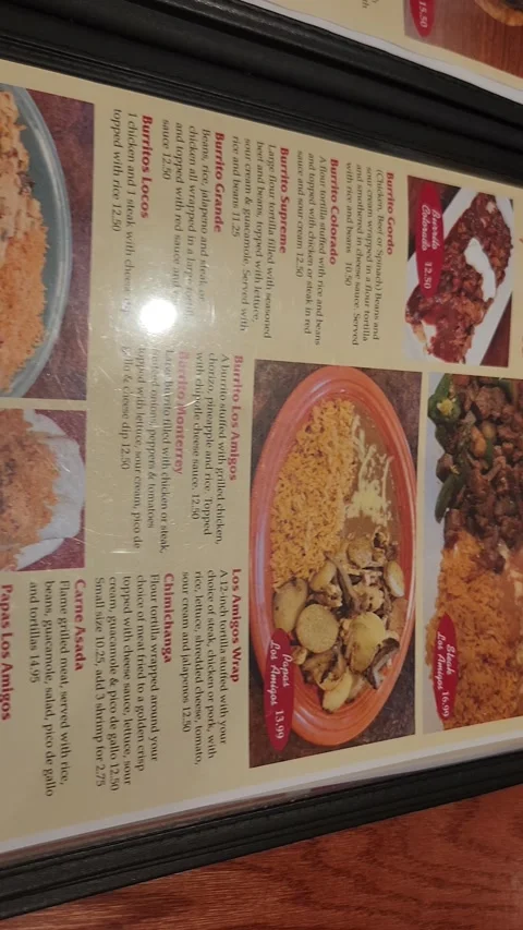 Los Amigos Restaurant Menu Mexican Food | Stock Video | Pond5