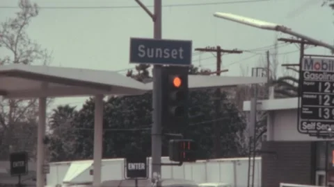 Los angeles - 1982: red light on traffic... | Stock Video | Pond5
