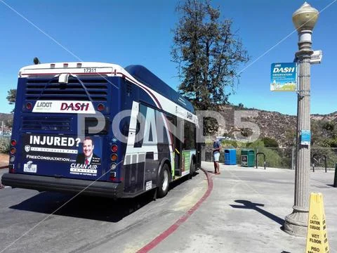 Photograph: Los Angeles LADOT Transit DASH bus and Bus Stop at Griffith ...