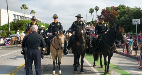 Los Angeles Police Mounted Platoon offic... | Stock Video | Pond5