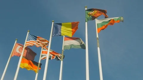A lot of flags of different countries, f... | Stock Video | Pond5