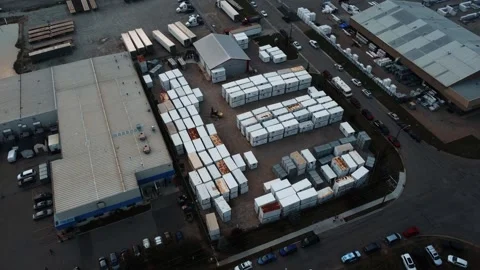 A lot of shipping containers by warehous... | Stock Video | Pond5