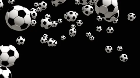 A lot of small soccer balls falling down... | Stock Video | Pond5