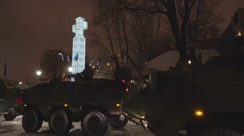 Lots of army tank piling up in the park | Stock Video | Pond5