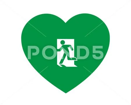 Love heart with symbol and sign of exit - man leaving relationship and ...