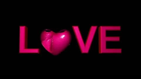 Love text loop with rotating liquid Hear... | Stock Video | Pond5