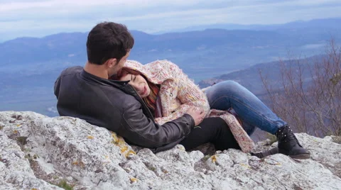 Lovers cuddle and play, kiss, nature | Stock Video | Pond5