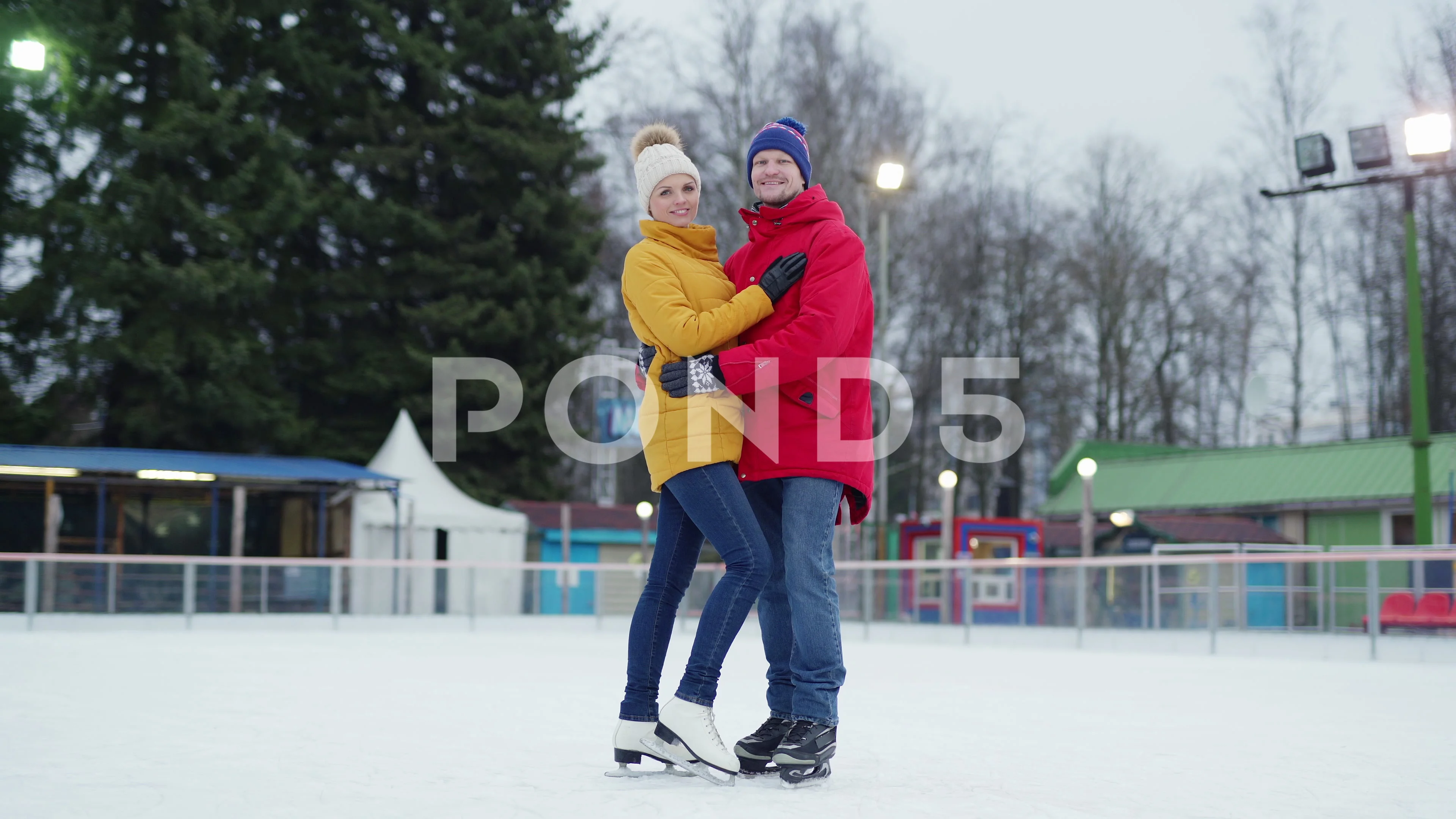 Outdoor Ice Skating Couple