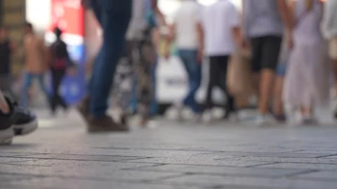 Low-angle close up of blurred people cro... | Stock Video | Pond5