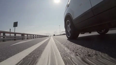 Low angle rear view of driving car with ... | Stock Video | Pond5