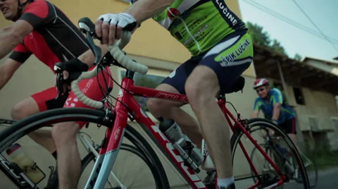 Low angle shot of competing cyclers in s... | Stock Video | Pond5