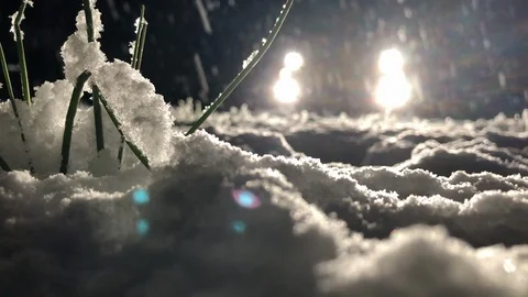 Low angle shot of snowfall in the dark w... | Stock Video | Pond5