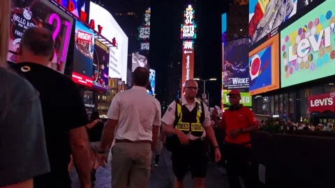 Low angle shot of Times Square street wi... | Stock Video | Pond5