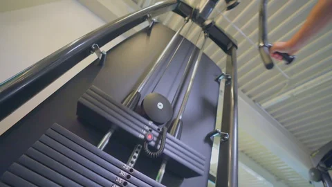 low angle tilted shot of a modern weight... | Stock Video | Pond5