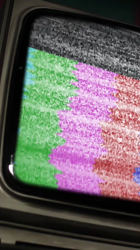 Low Angle View of Old TV Turning On with... | Stock Video | Pond5