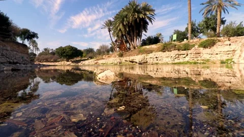 A low-angle view of the water flow in th... | Stock Video | Pond5