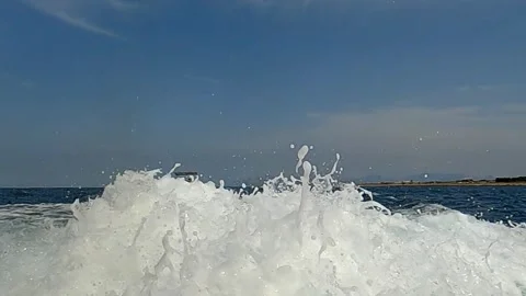 Low-angle water surface pov of motorboat... | Stock Video | Pond5