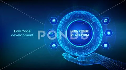 Low code platform. Low code development technology concept. LCDP easy coding.: Royalty Free ...