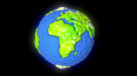 Low Poly Earth Rotating Loop | Stock Video | Pond5