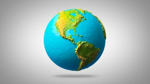 Low Poly Earth, Rotating Slowly Over a W... | Stock Video | Pond5
