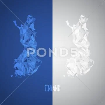 Low Poly Finland Map with National Colors ~ Clip Art #55866459