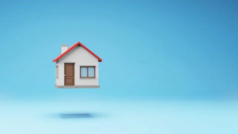 Low Poly House Spinning on Studio Blue B... | Stock Video | Pond5