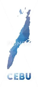 Low poly map of Cebu. Geometric illustration of the island. Cebu ...