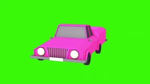 Low poly pink car spinning. 3D animation... | Stock Video | Pond5