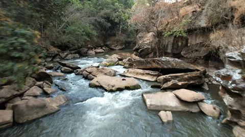 Low river and rocks shot at Kifubwa Nati... | Stock Video | Pond5