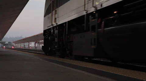 Low view of Metrolink Amtrak train leavi... | Stock Video | Pond5