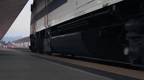 Low view of Metrolink Amtrak train leavi... | Stock Video | Pond5