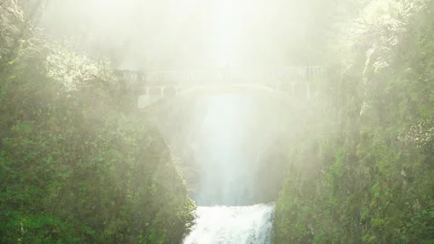 Lower Multnomah Falls - slow motion 4K, ... | Stock Video | Pond5