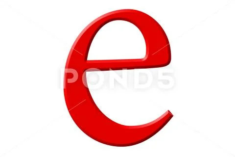 Lowercase letter E, isolated on white, with clipping path, 3D ...