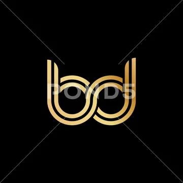 Lowercase letters b and D. Flat bound design in a Golden hue for a logo ...