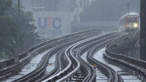 LRT Metro subway Train moving, tropical ... | Stock Video | Pond5