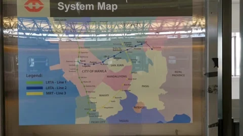 LRT Stations System Map Metro Manila | Stock Video | Pond5