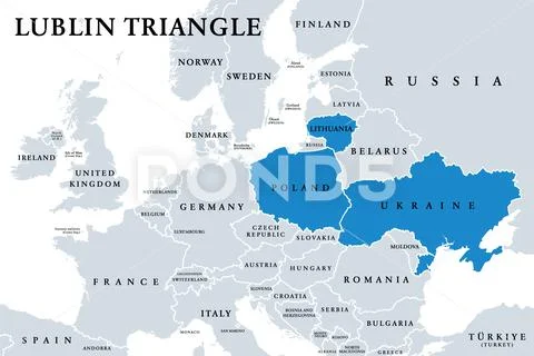 Lublin Triangle, political map, Lithuania, Poland and Ukraine alliance ...