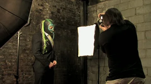 Luchador Masked Wrestler Photo Shoot Wid... | Stock Video | Pond5