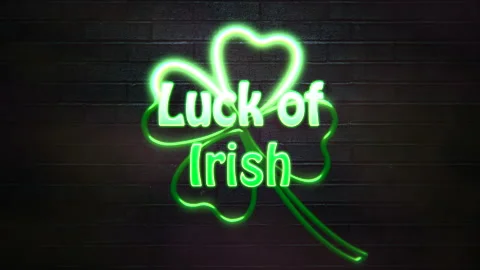 Luck Of Irish with neon shamrock on wall | Stock Video | Pond5