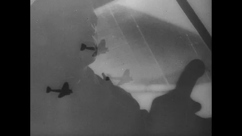 Luftwaffe planes fly past, map of the Un... | Stock Video | Pond5