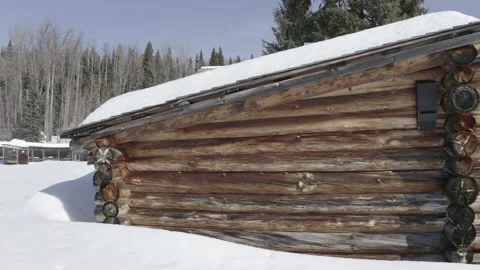Lumber Log Cabin Snow Cold Environment W... | Stock Video | Pond5