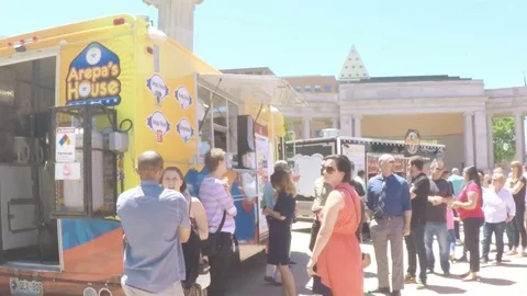 Lunch time gathering of gourmet food tr... | Stock Video | Pond5