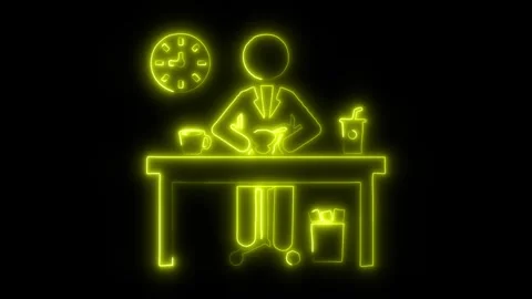 Lunch Time Outline Icon in HD Video Neon... | Stock Video | Pond5