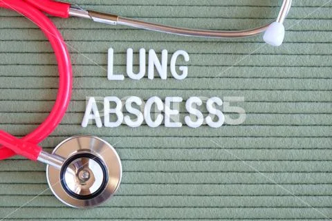 Lung abscess- text from white letters on green background with ...