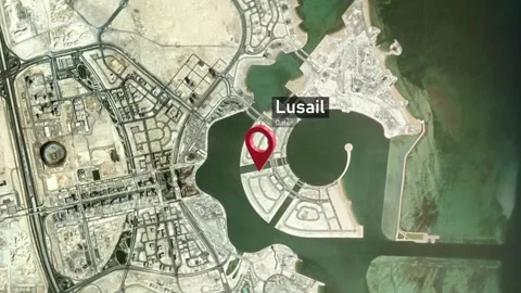 Lusail City Map Zoom (Qatar) from Space ... | Stock Video | Pond5