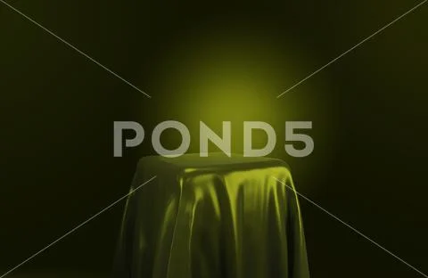 Luxurious Cloth Fabric On Pedestal Dimmed Background Dark Green Colors ...
