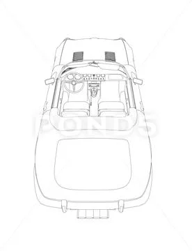 Luxury convertible car. Coloring pages for adults drawing. Line art ...