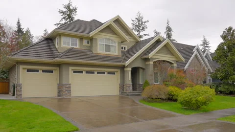 luxury house with big tree and nice land... | Stock Video | Pond5