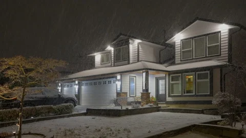 luxury house with nice landscape at wint... | Stock Video | Pond5